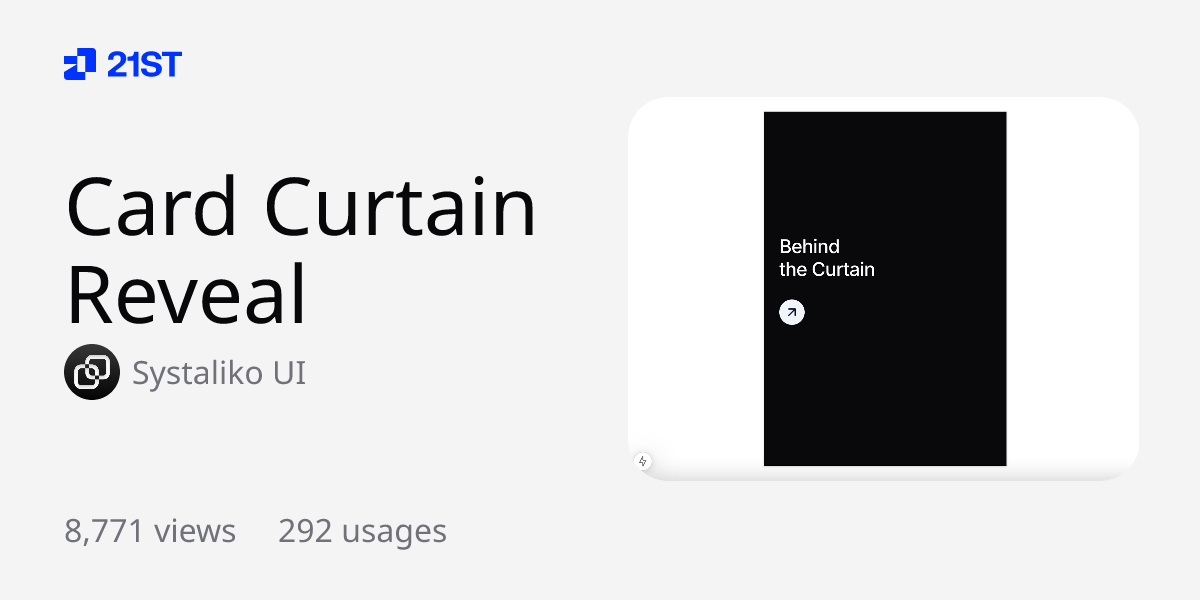Card Curtain Reveal | Community Components - 21st.dev - The first vibe ...