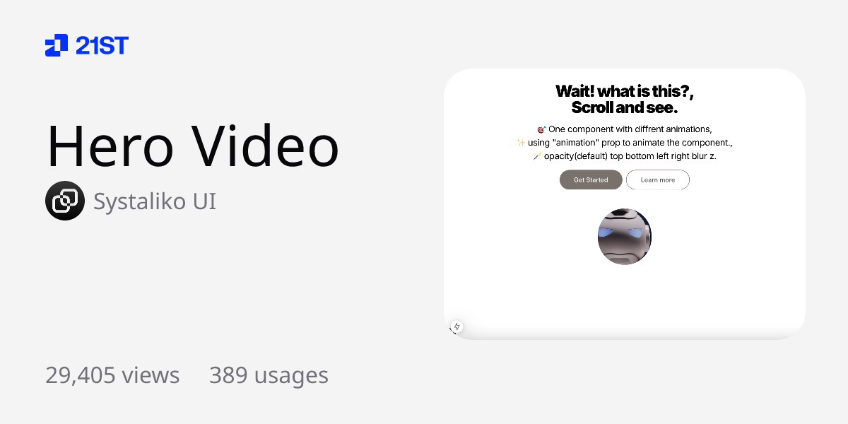Hero Video | 21st.dev - Discover, share, and craft UI components | 21st.dev