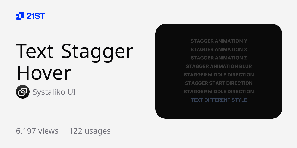 Text Stagger Hover | Community Components - 21st.dev - The first vibe ...