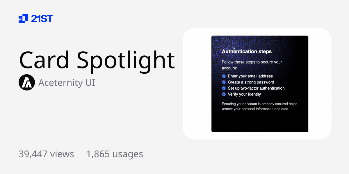 Card Spotlight | Community Components - 21st.dev - The first vibe ...