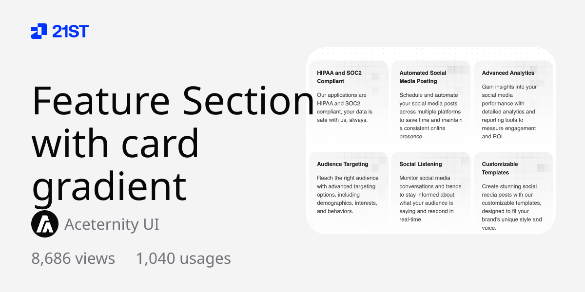 Feature Section with card gradient | Community Components - 21st.dev ...