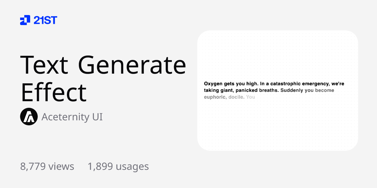 Text Generate Effect | 21st.dev - The first vibe-crafting tool | 21st.dev