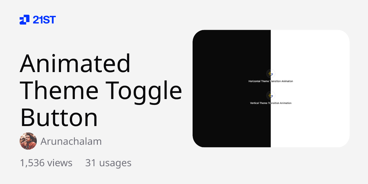 Animated Theme Toggle Button | Community Components - 21st.dev - The first vibe-crafting tool ...