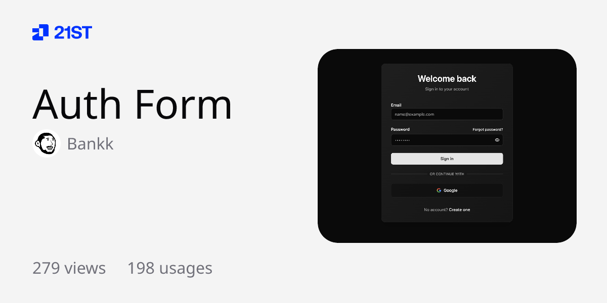 Auth Form | Community Components - 21st.dev - The first vibe-crafting ...