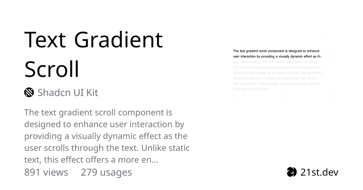 Text Gradient Scroll | 21st.dev - Discover, share, and craft UI ... Text Gradient Scroll | 21st.dev - Discover, share, and craft UI ...