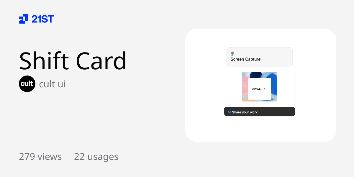 Shift Card | 21st.dev - Discover, share, and craft UI components | 21st.dev