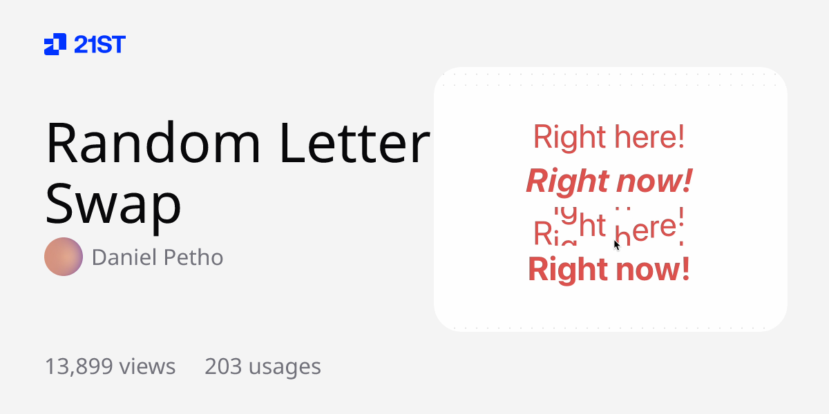 Random Letter Swap | Community Components - 21st.dev - The first vibe ...