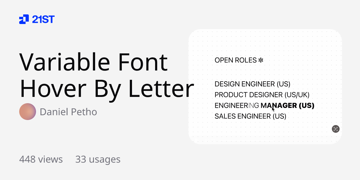 Variable Font Hover By Letter | Community Components - 21st.dev - The first vibe-crafting tool ...