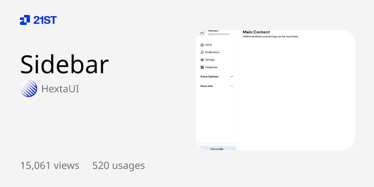 Sidebar | Community Components - 21st.dev - The first vibe-crafting ...