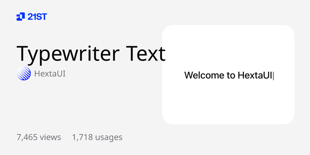 Typewriter Text | 21st.dev - Discover, share, and craft UI components ...