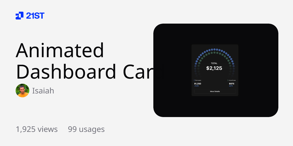 Animated Dashboard Card | Community Components - 21st.dev - The first ...