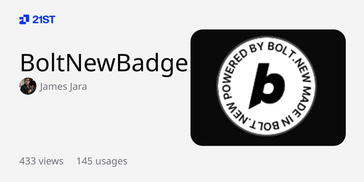 BoltNewBadge | Community Components - 21st.dev - The first vibe-crafting tool | 21st.dev
