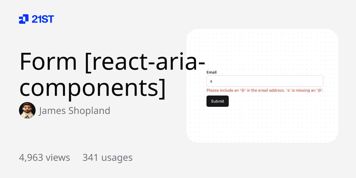 Form [react-aria-components] | 21st.dev - Discover, share, and craft UI components | 21st.dev