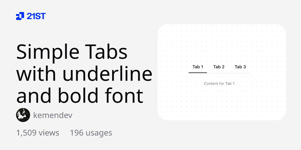 Simple Tabs with underline and bold font | 21st.dev - The first vibe ...