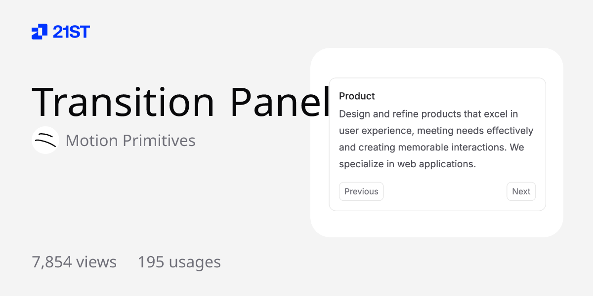 Transition Panel | 21st.dev - The NPM for Design Engineers | 21st