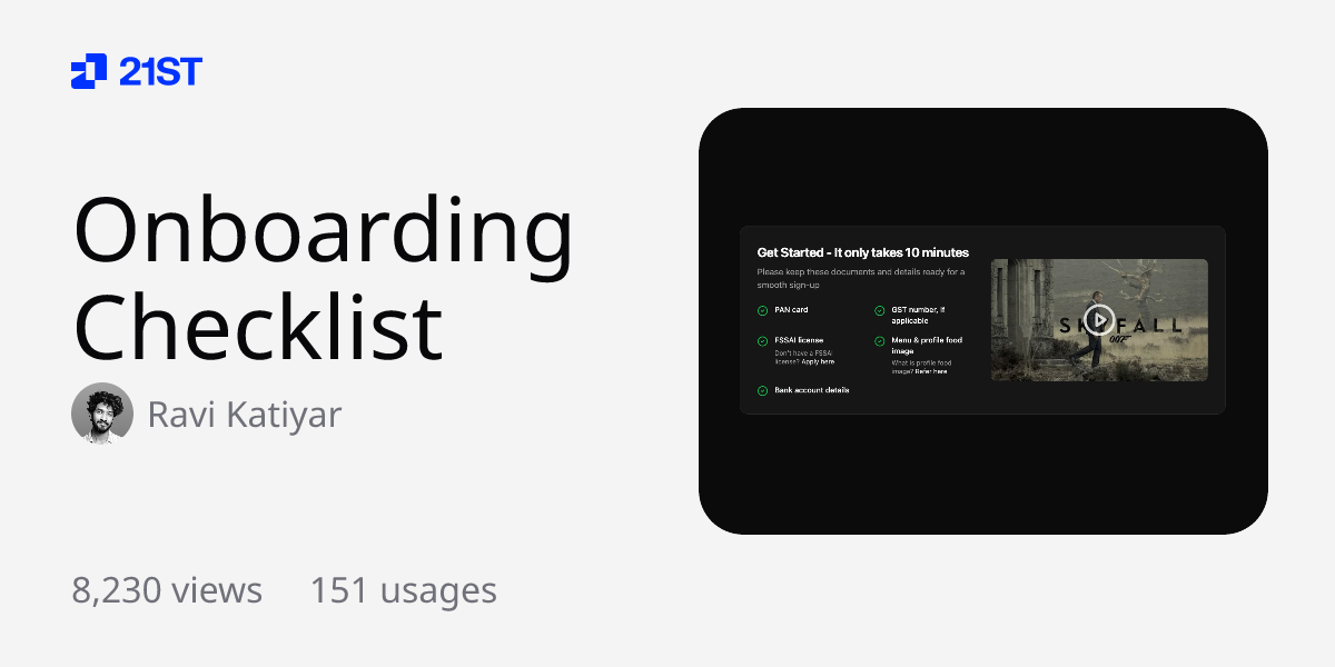 Onboarding Checklist | Community Components - 21st.dev - The first vibe ...