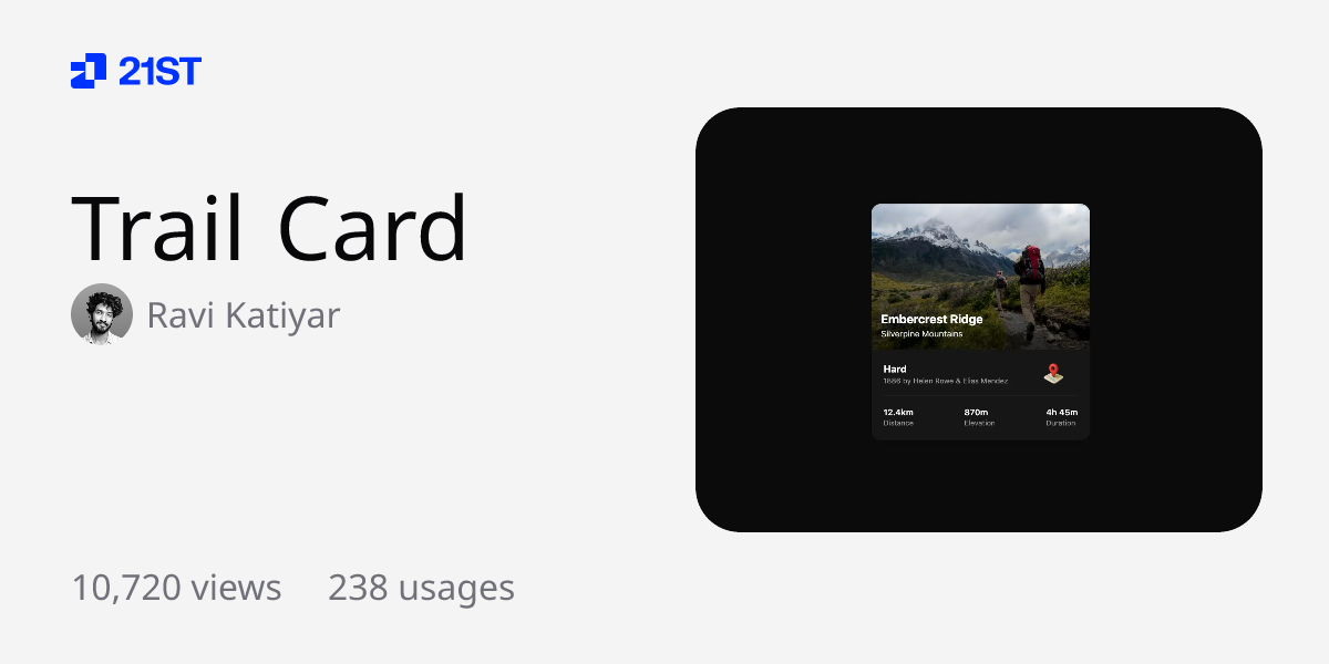 Trail Card | Community Components - 21st.dev - The first vibe-crafting ...