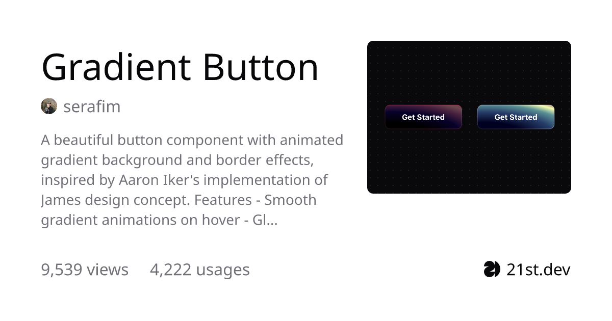 Gradient Button | 21st.dev - Discover, share, and craft UI components ... Gradient Button | 21st.dev - Discover, share, and craft UI components ...