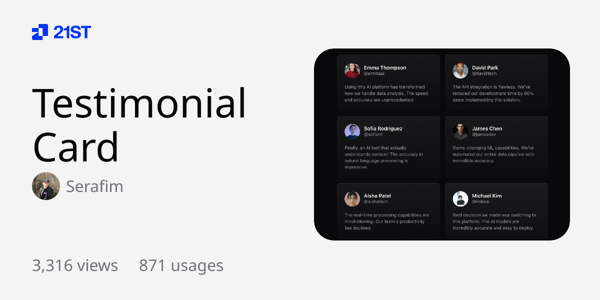 Testimonial Card | 21st.dev - The first vibe-crafting tool | 21st.dev