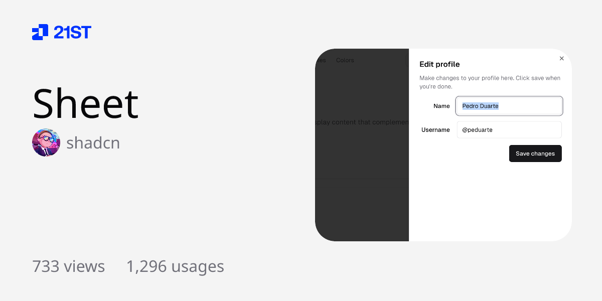 Sheet | Community Components - 21st.dev - The first vibe-crafting tool ...