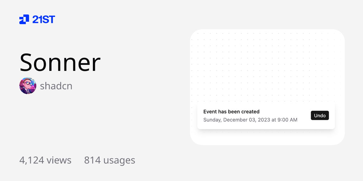 Sonner | 21st.dev - The first vibe-crafting tool | 21st.dev